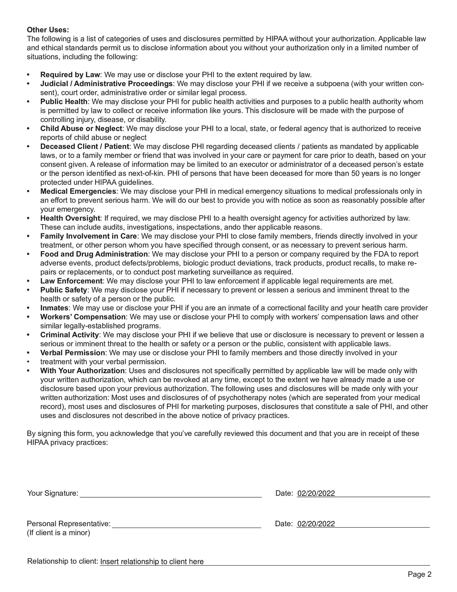 HIPAA Privacy Notice Template | Editable / Fillable PDF Template | for ...