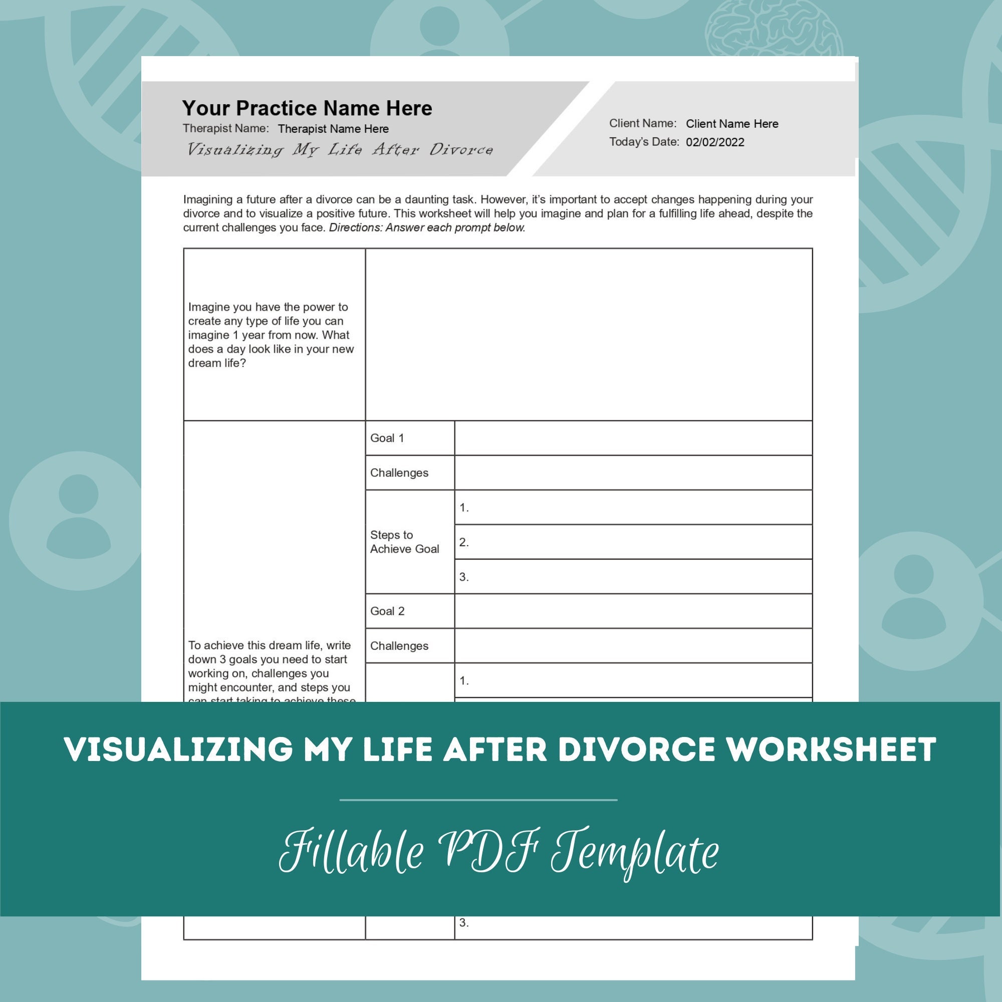 Visualizing My Life After Divorce Worksheet | Editable / Printable ...