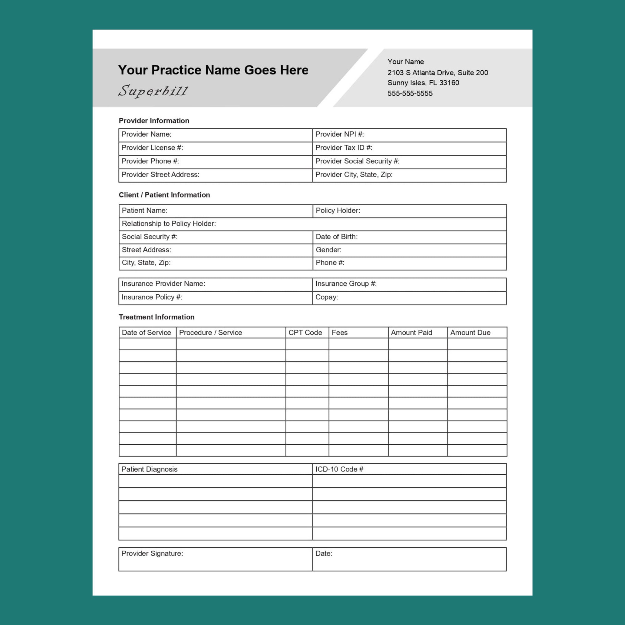 Superbill PDF Template For Mental Health Counseling Etsy