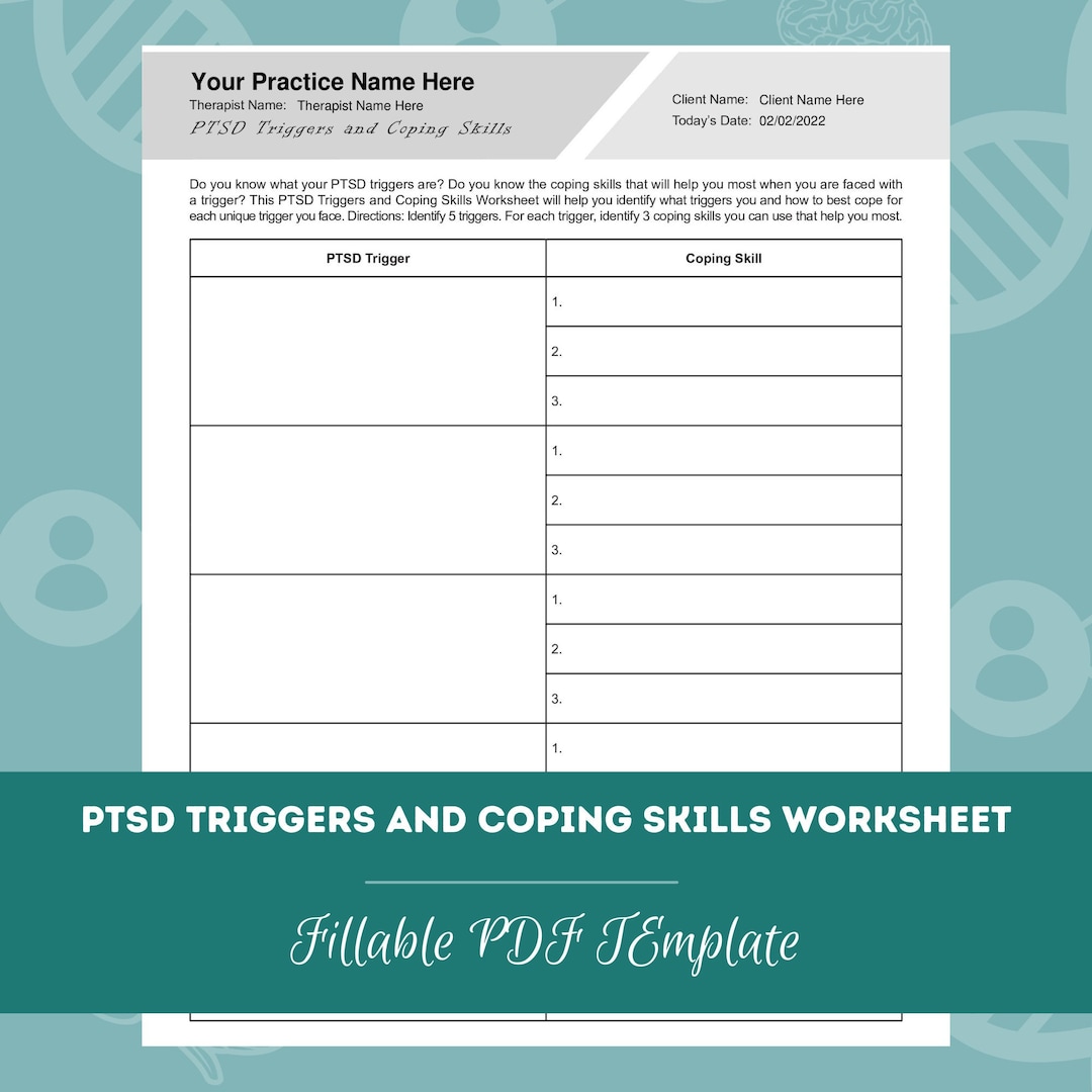 PTSD Triggers and Coping Skills Worksheet | Editable / Fillable PDF ...