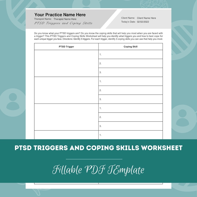 PTSD Triggers and Coping Skills Worksheet | Editable / Fillable PDF ...