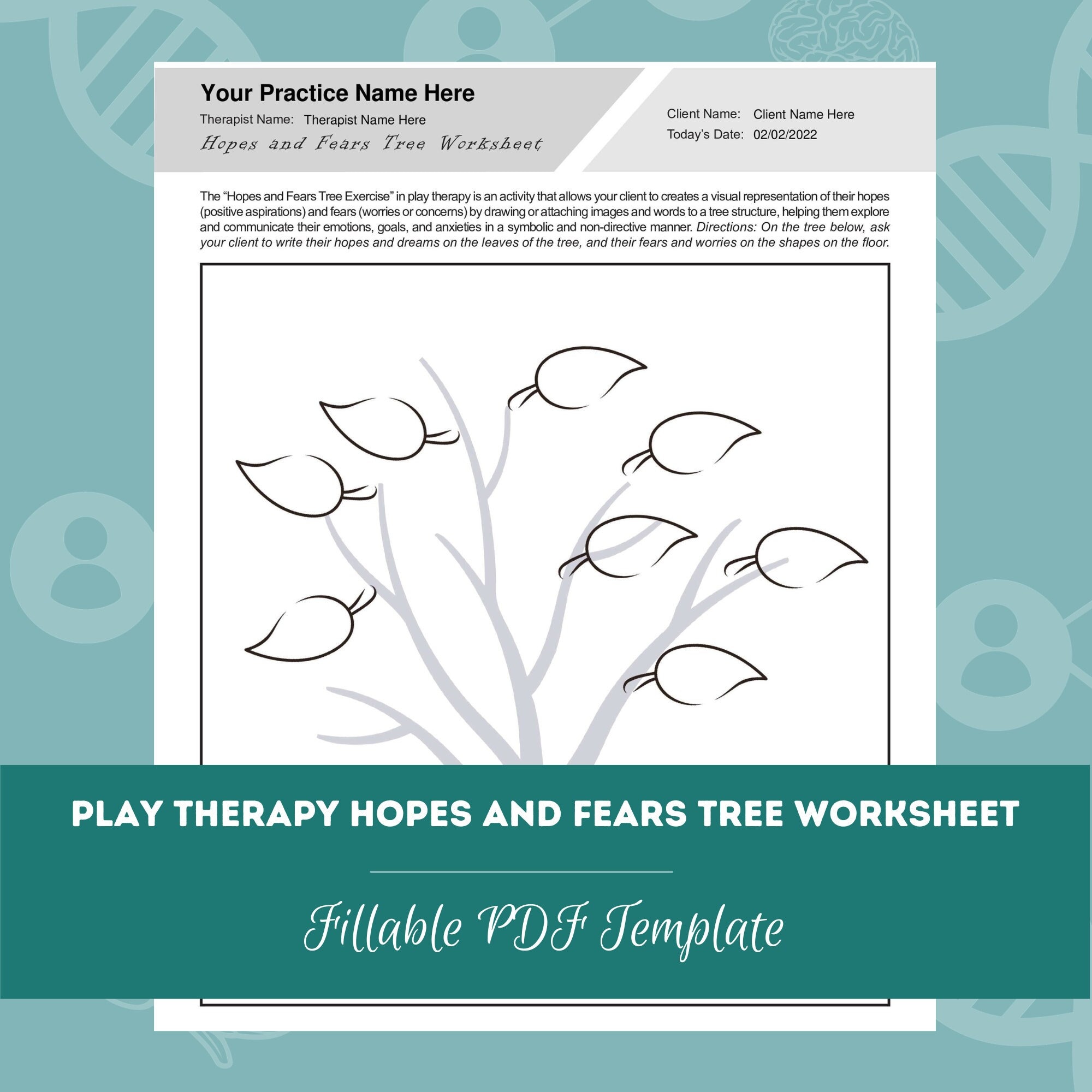 Play Therapy Hopes and Fears Tree Worksheet | Editable / Fillable PDF ...