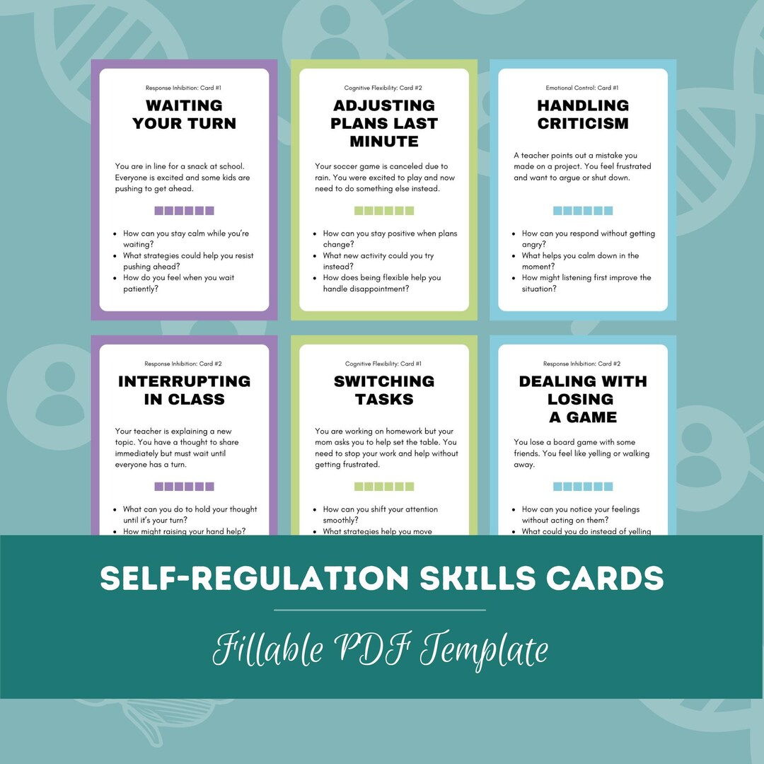 30 Self-regulation Skills Cards - Executive Functioning | Printable PDF ...