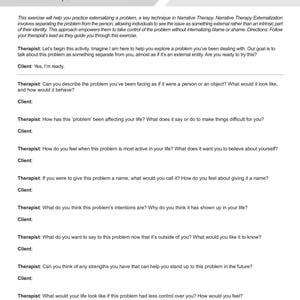 Narrative Therapy Externalization Technique Script Worksheet | Fillable ...