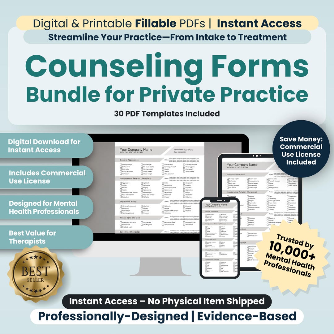 Counseling Practice Forms Starter Pack for Private Practice | 30 ...