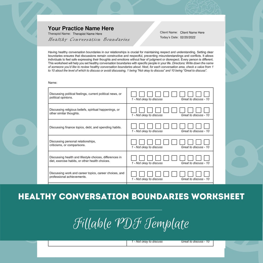 Healthy Conversation Boundaries Worksheet | Editable / Fillable ...