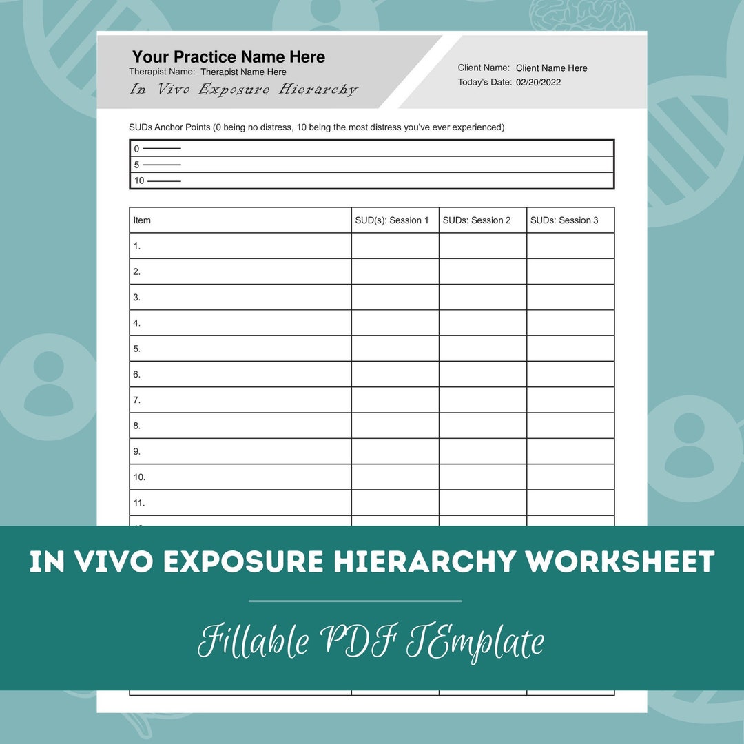 ERP in Vivo Exposure Hierarchy Worksheet | Editable / Fillable PDF ...