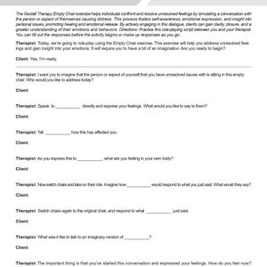 Gestalt Therapy “empty Chair” Exercise Role-playing Script Worksheet ...