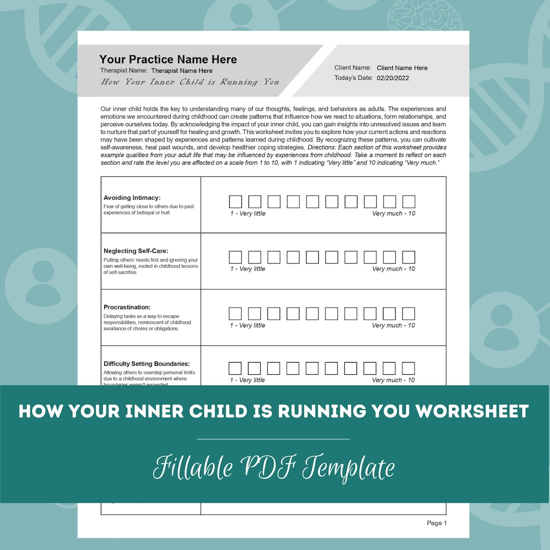 Understanding Your Inner Child’s Influence Worksheet (fillable ...