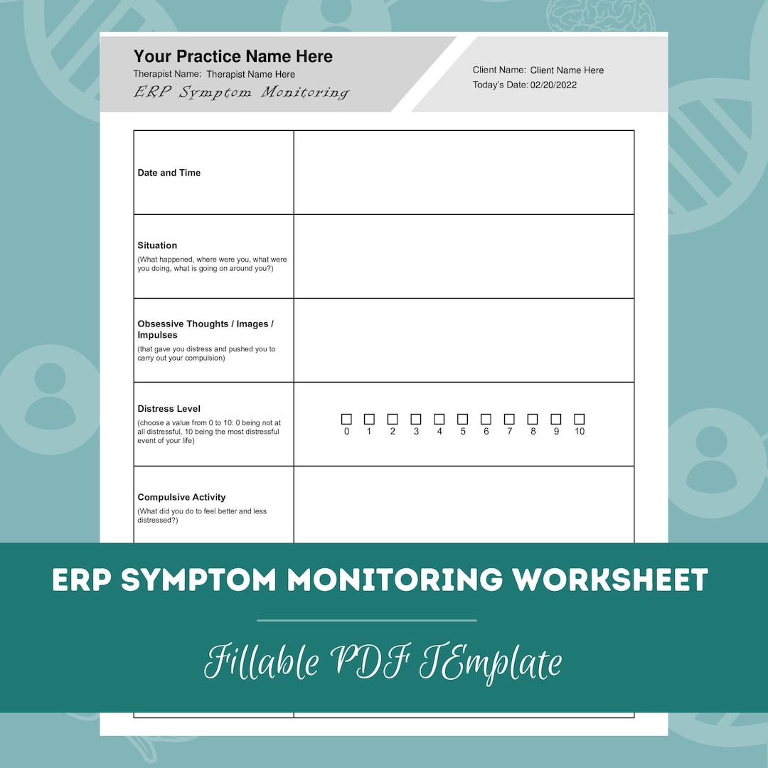 ERP Symptom Monitoring Worksheet | Editable / Fillable PDF Template ...