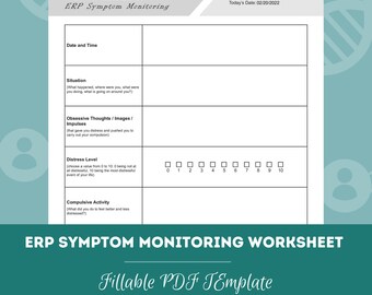 ERP Consequences to Yourself Worksheet | Editable / Fillable PDF ...