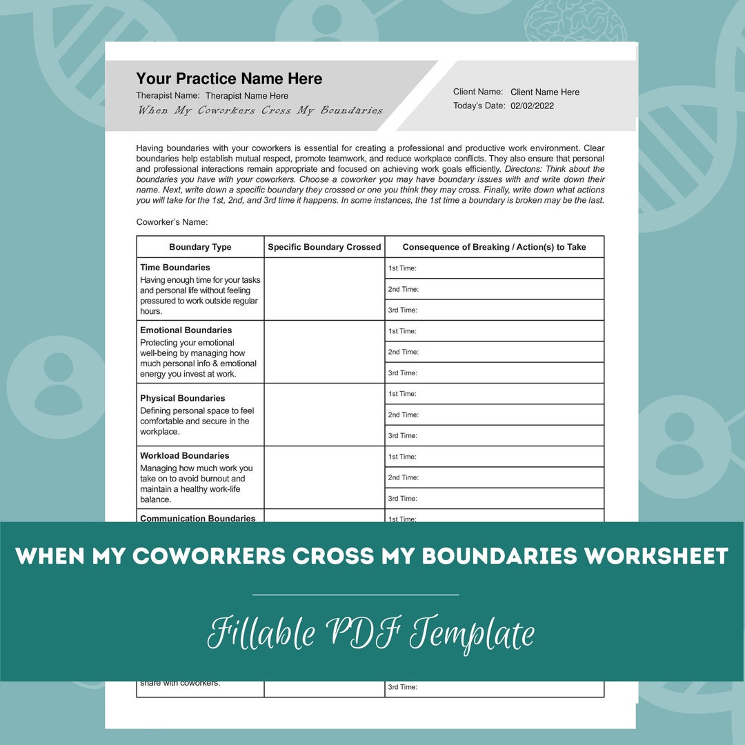 When My Coworkers Cross My Boundaries Worksheet | Editable / Fillable ...