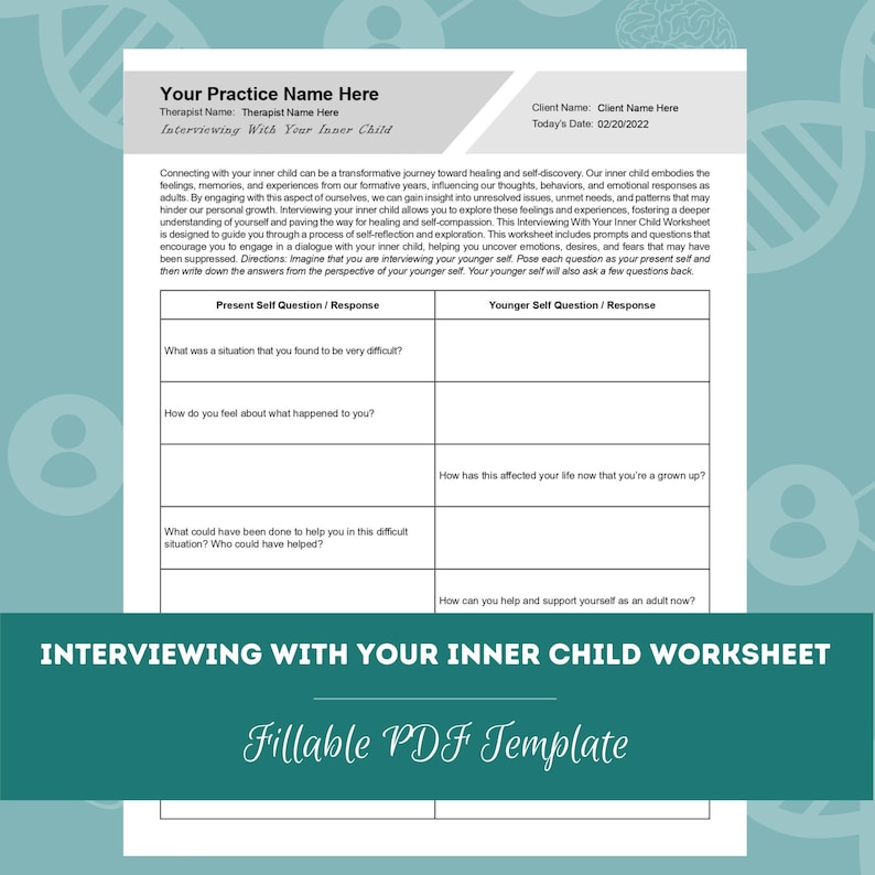 Interviewing With Your Inner Child Worksheet (fillable, Printable PDF ...