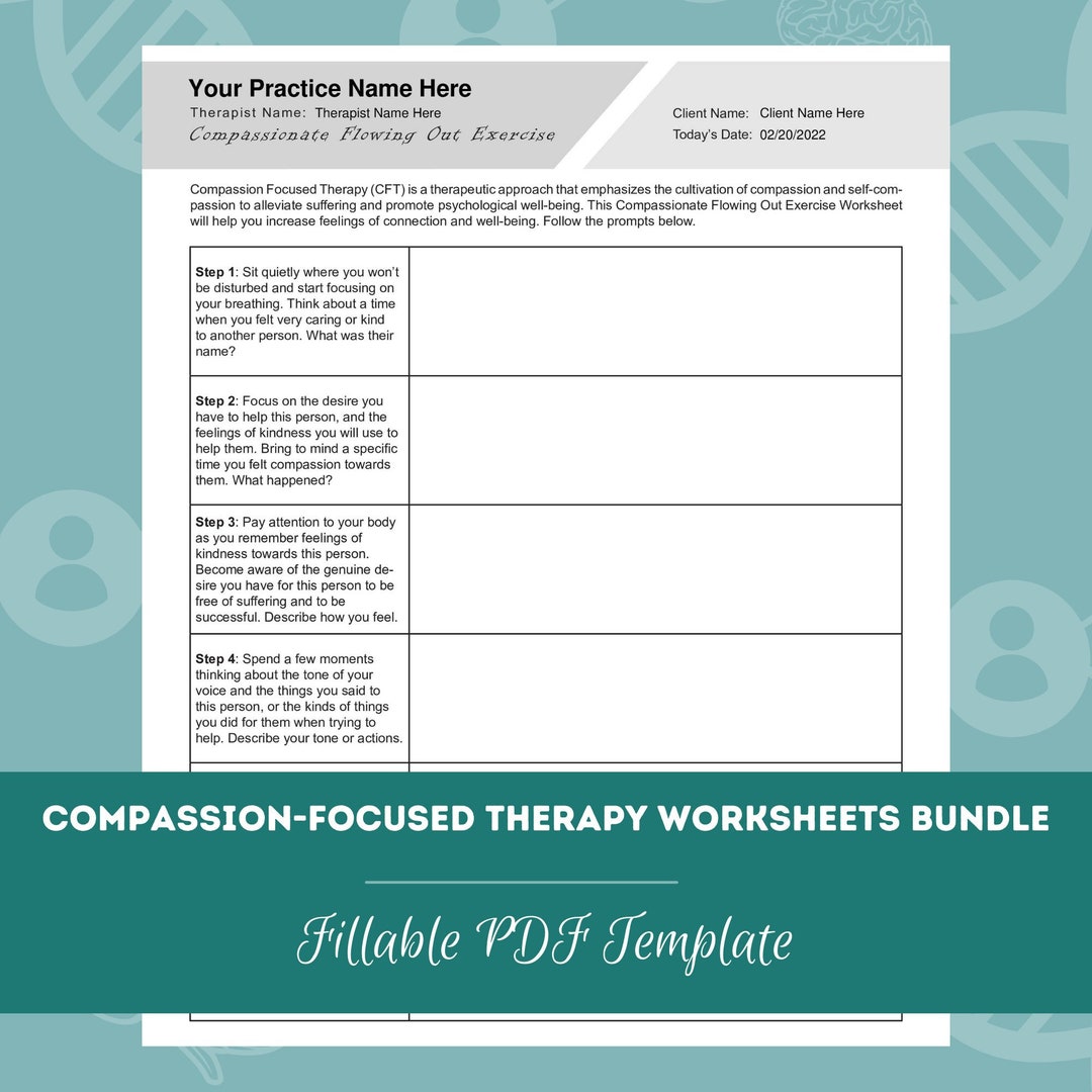 Compassion-focused Therapy Worksheets Bundle | 14 Editable / Fillable ...