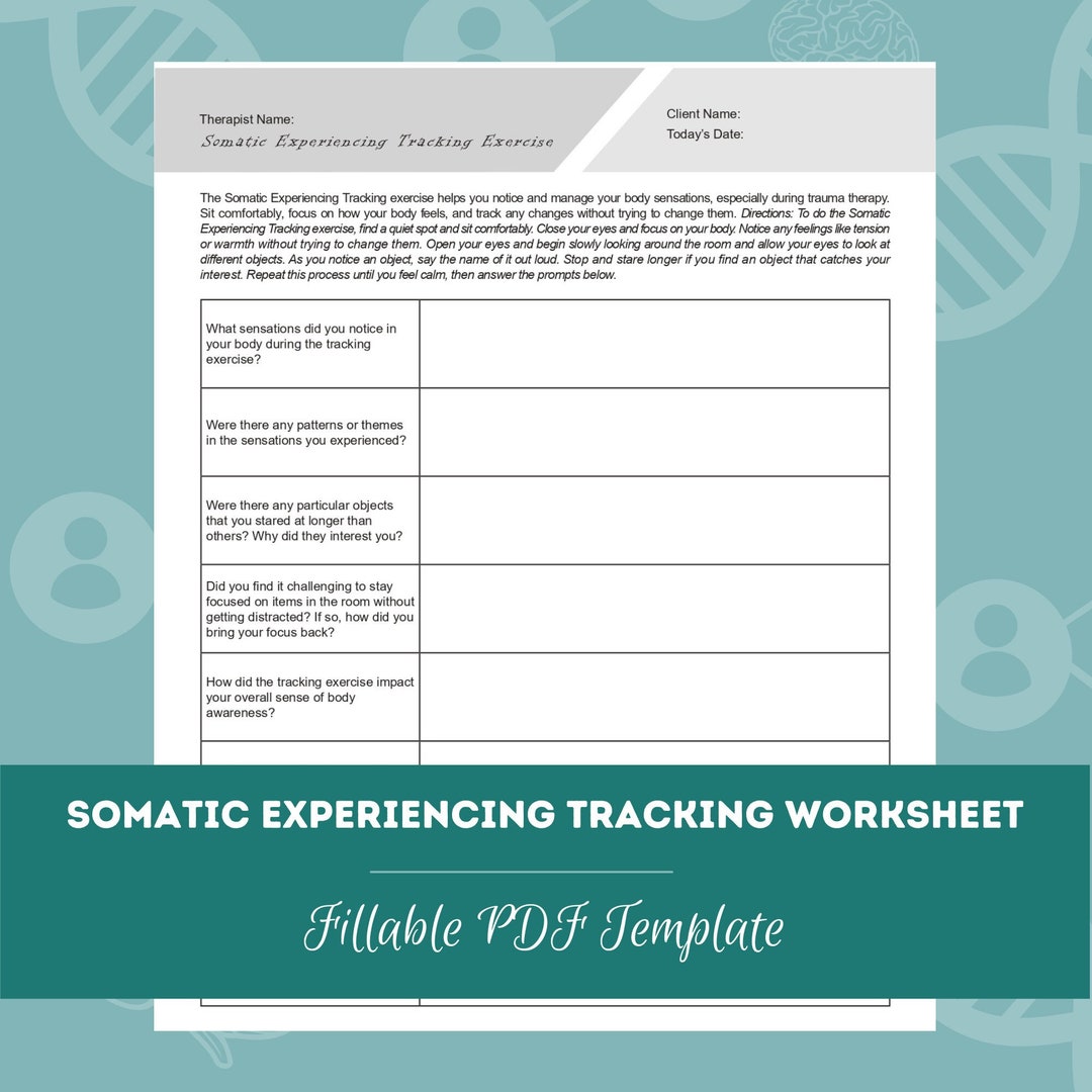 Somatic Experiencing Tracking Worksheet | Editable / Fillable PDF | for ...
