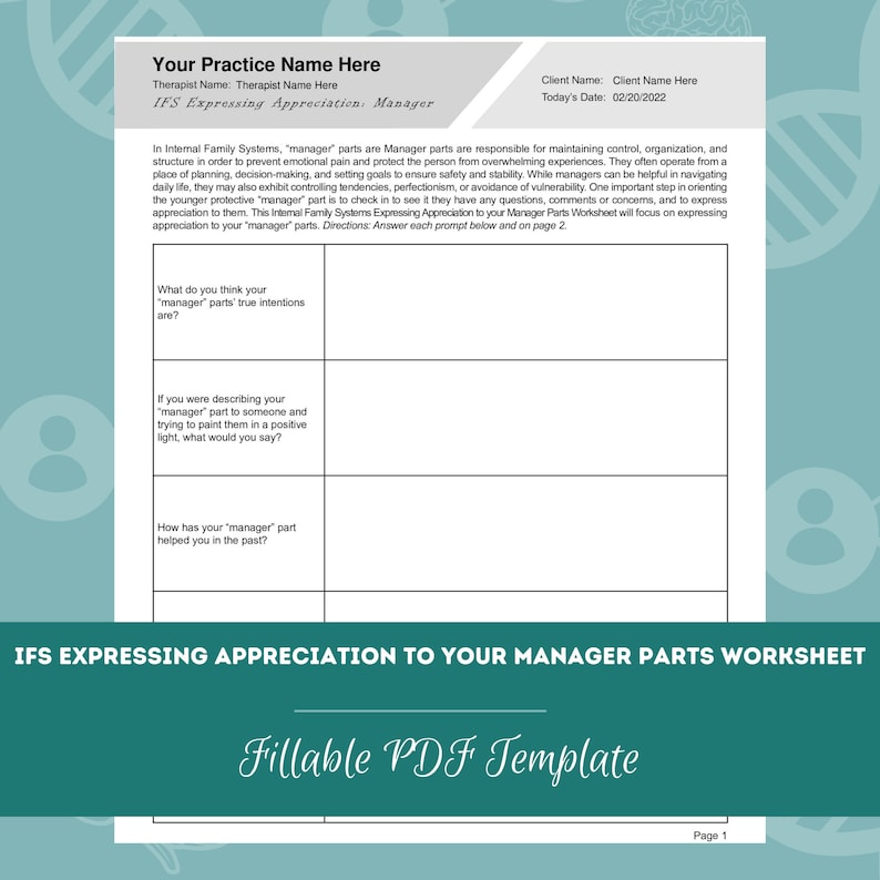 Internal Family Systems Worksheets Bundle, 13 Fillable/printable PDF ...