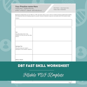 DBT FAST Skill Worksheet | Editable / Fillable PDF Template | for ...