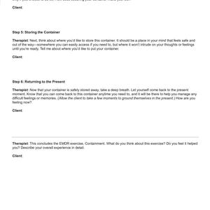 EMDR Containment Script Worksheet | Fillable PDF | Counselors ...