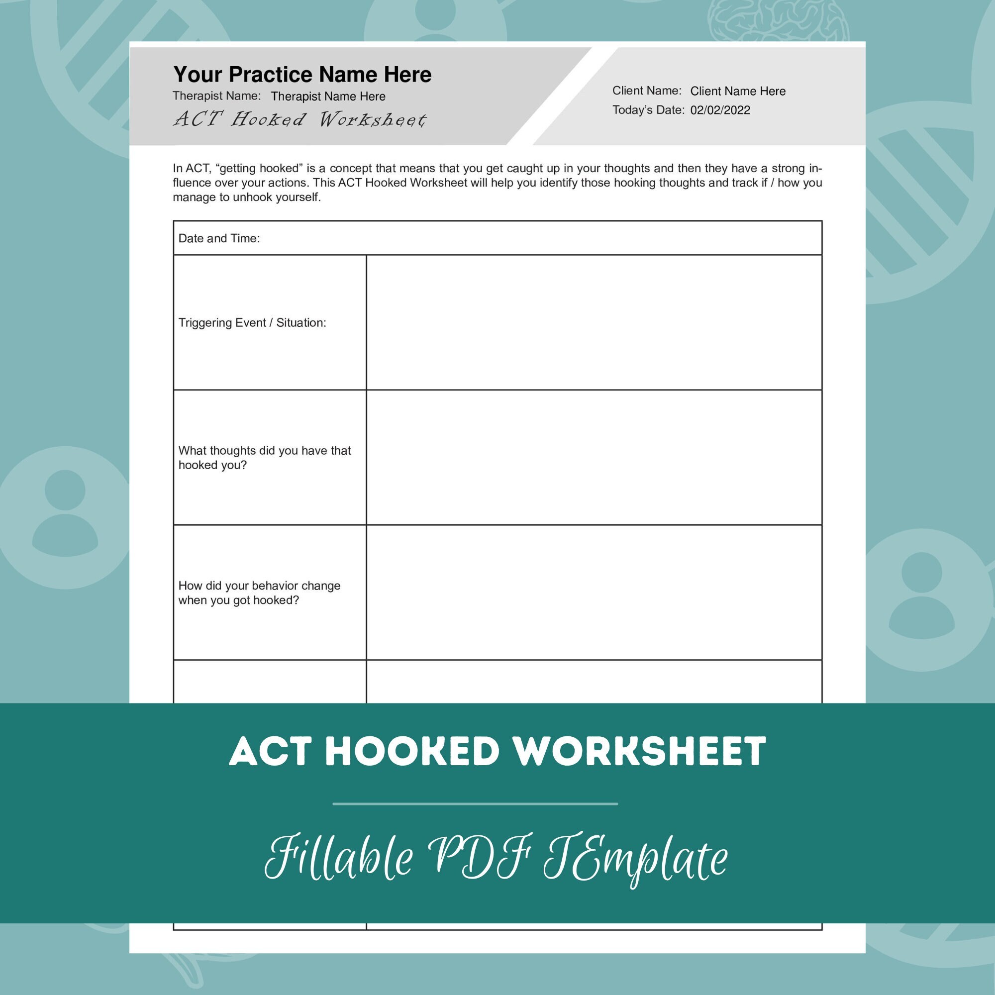 ACT Hooked Worksheet | Editable / Fillable PDF | for Counselors ...