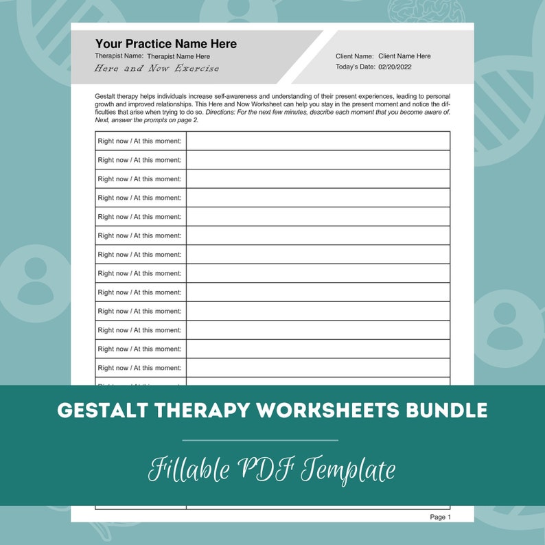 Gestalt Therapy Worksheets Bundle 13 Editable / Fillable PDF Templates ...