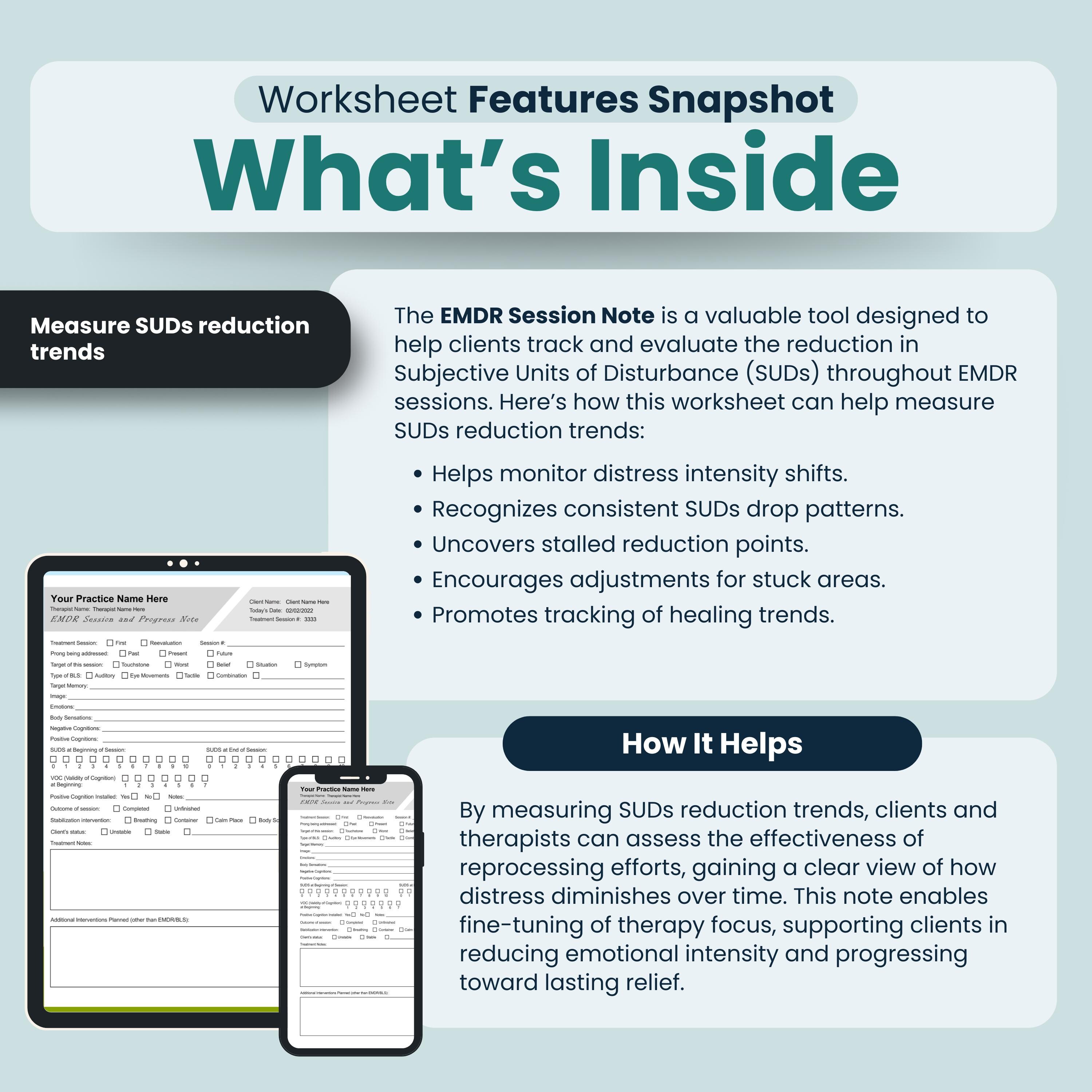 EMDR Session Note Worksheet | Editable / Fillable PDF Template | for ...