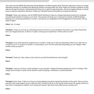 EMDR Spiral Technique Script Worksheet | Fillable PDF | Counselors ...