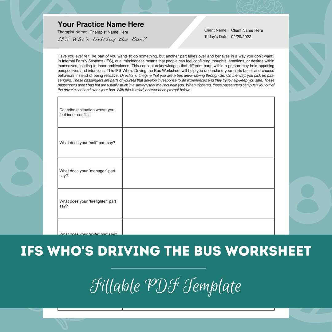IFS Who's Driving the Bus Worksheet | Editable / Fillable PDF Template ...