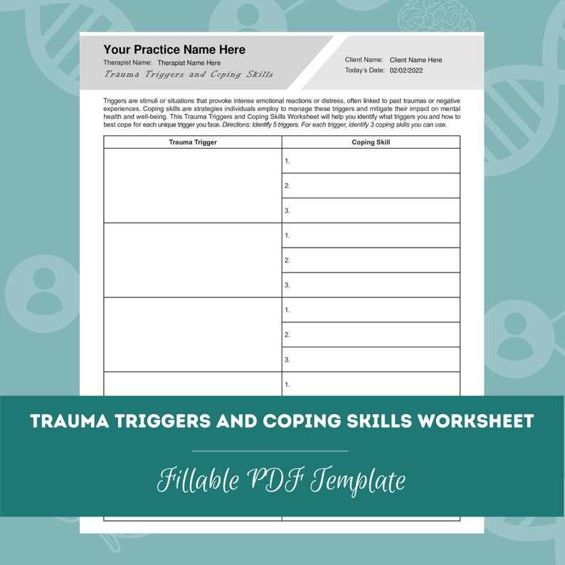 Trauma Triggers and Coping Skills Worksheet | Editable / Fillable PDF ...