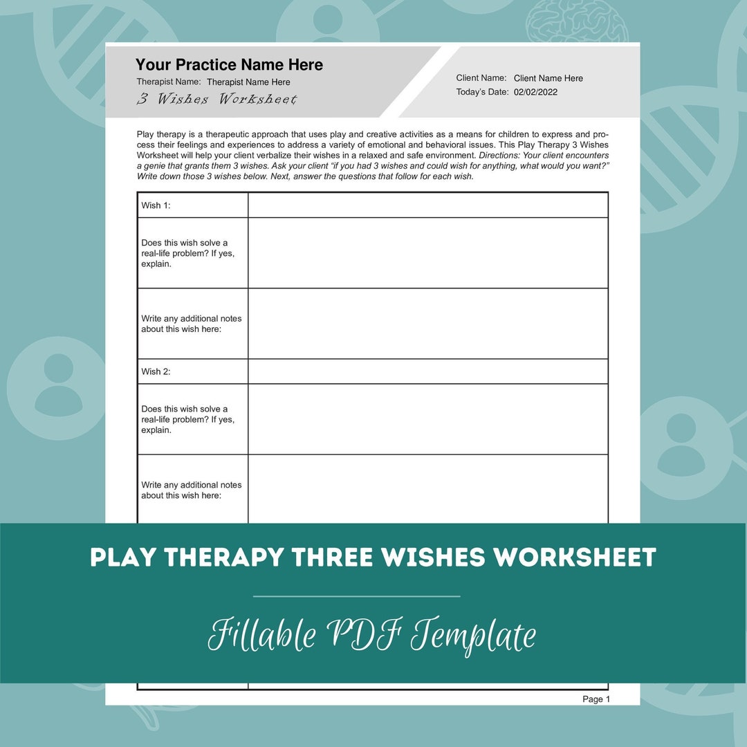 Play Therapy Three Wishes Worksheet | Editable / Fillable PDF Template ...