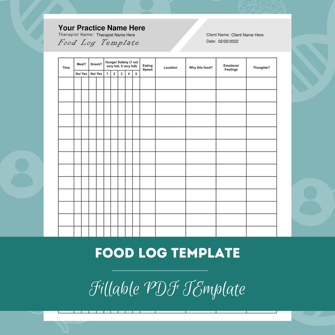 Food Log Template Editable Fillable PDF Template For Etsy Australia