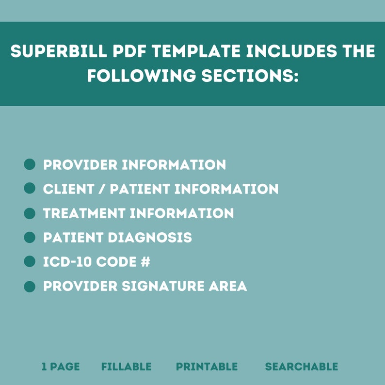 Superbill PDF Template For Mental Health Counseling Etsy