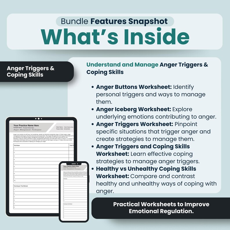 Anger Management Worksheets Bundle, 19 Fillable/printable PDF Templates ...