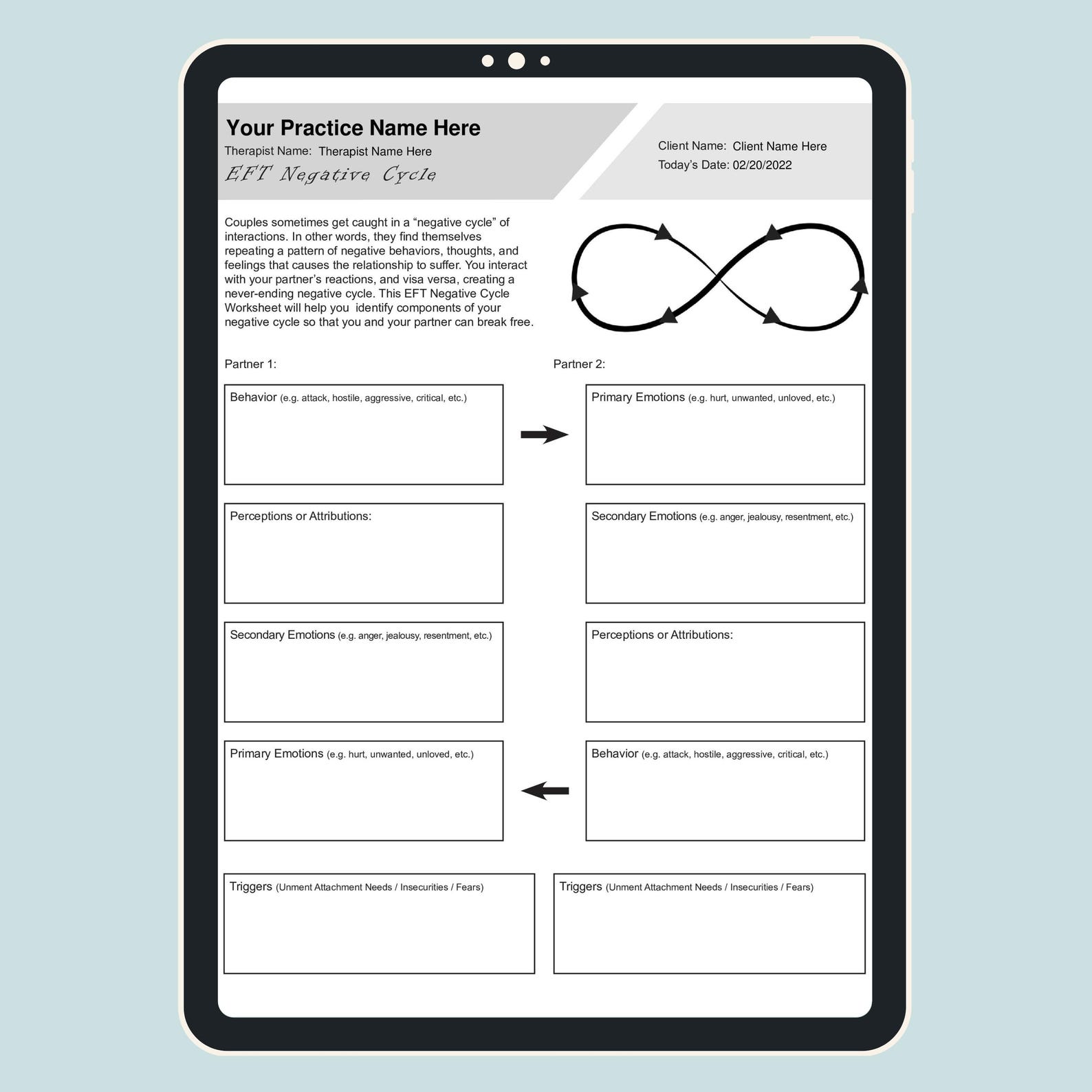 EFT Negative Cycle Worksheet | Editable / Fillable PDF Template | for ...
