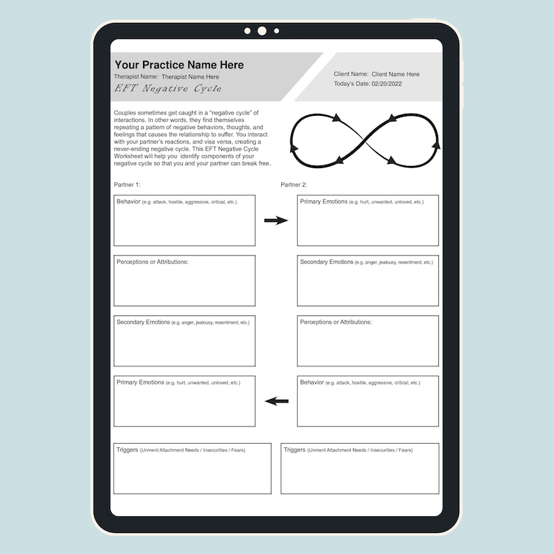 EFT Negative Cycle Worksheet | Editable / Fillable PDF Template | for ...