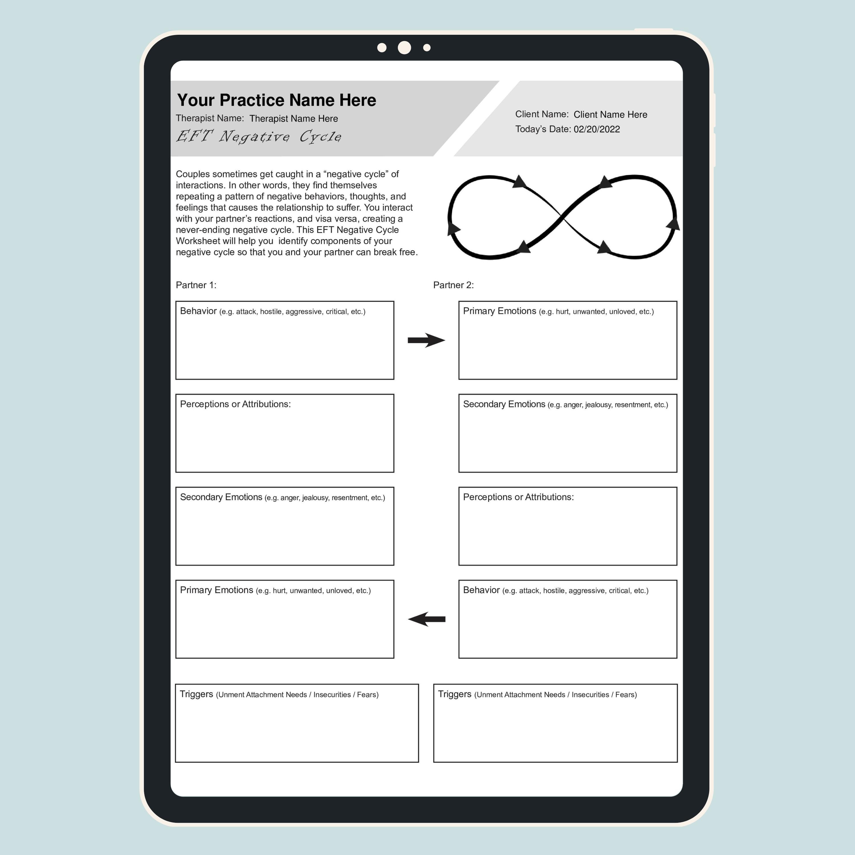 EFT Negative Cycle Worksheet | Editable / Fillable PDF Template | for ...