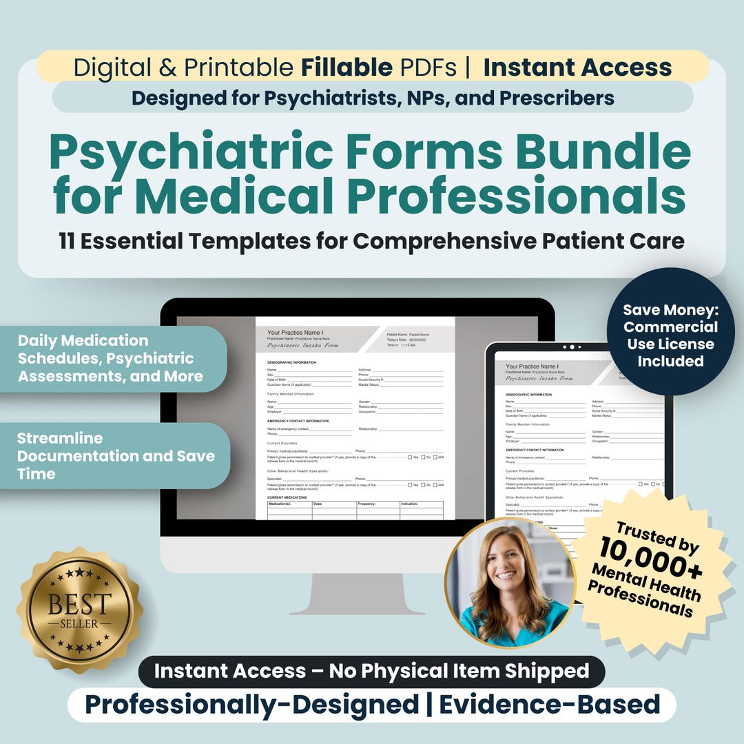 Psychiatric Forms Bundle 11 Editable / Fillable / Printable PDF ...