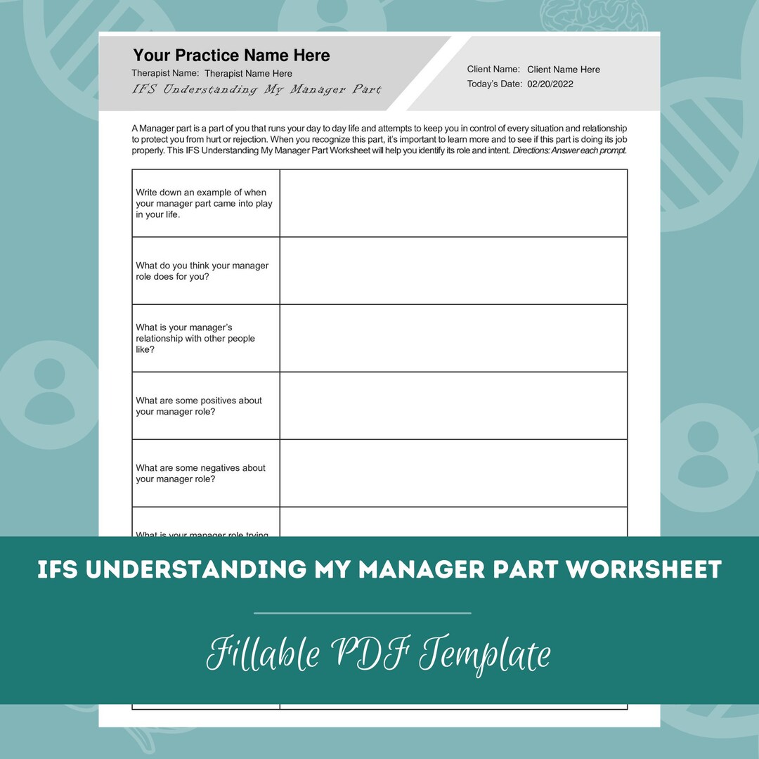 IFS Understanding My Manager Part Worksheet | Editable / Fillable PDF ...