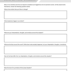 DBT Check the Facts Worksheet | Editable / Fillable PDF Template | for ...