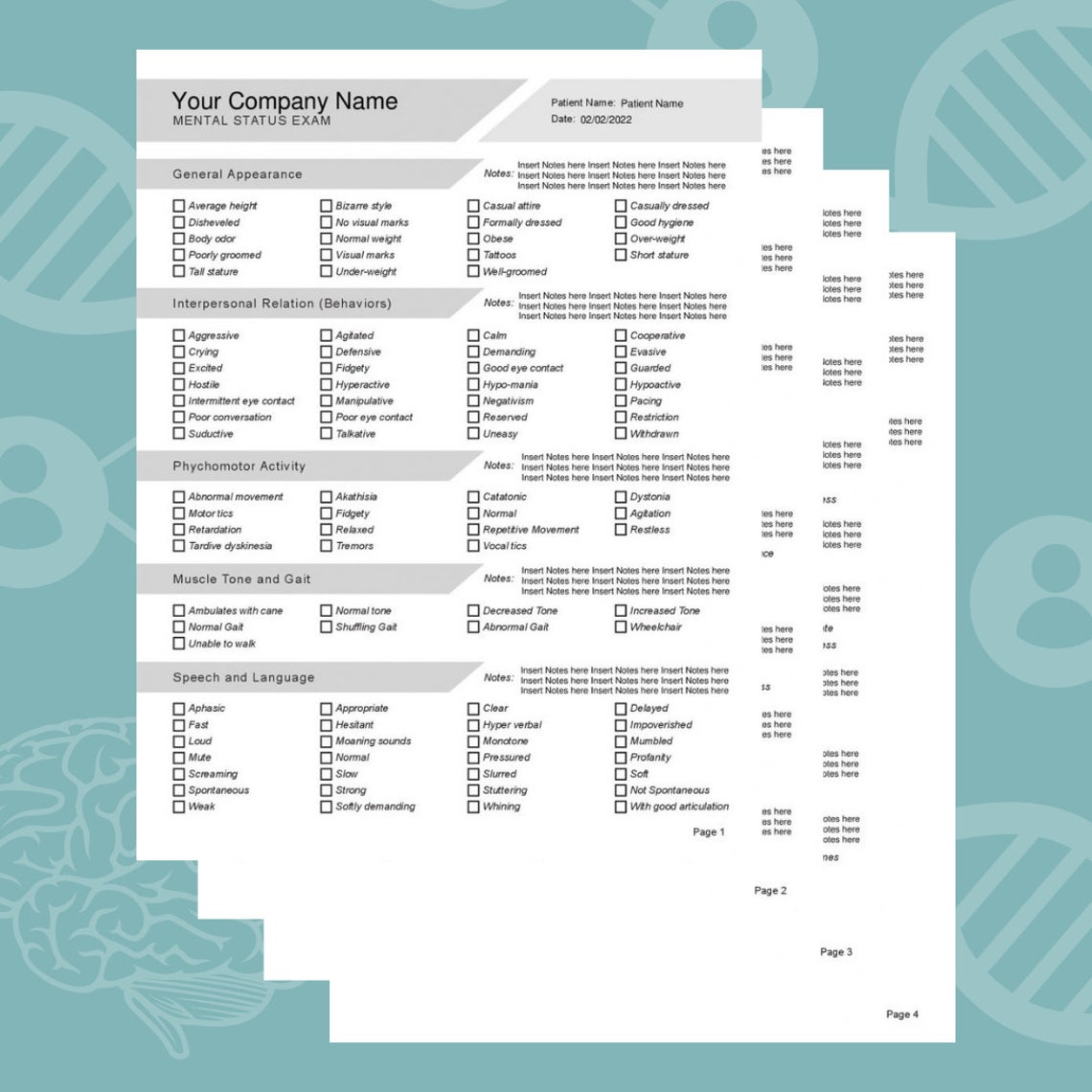 Mental Status Exam Template, Mental Health Counseling PDF, Fillable ...