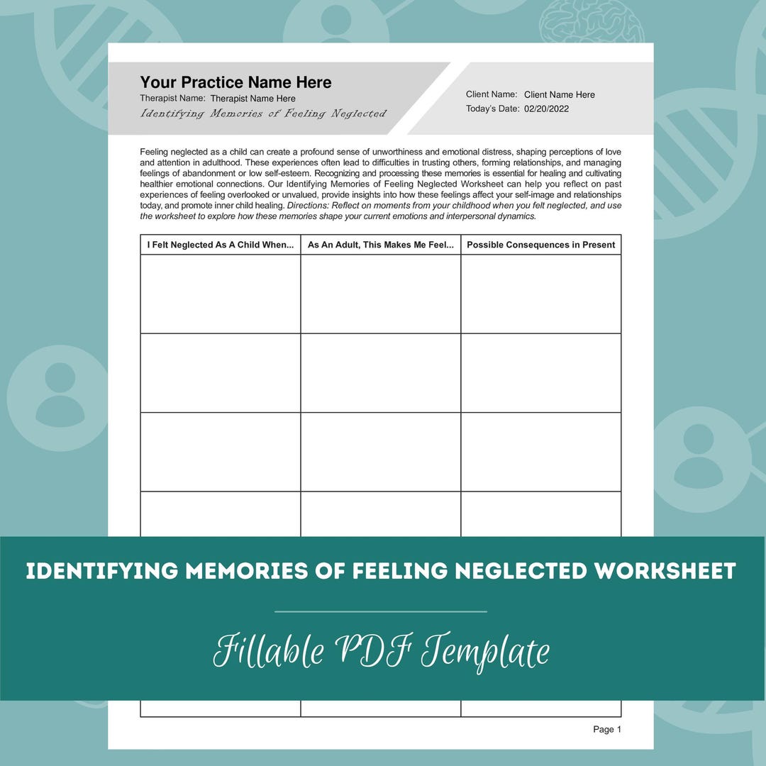 Identifying Memories of Feeling Neglected Inner Child Worksheet ...