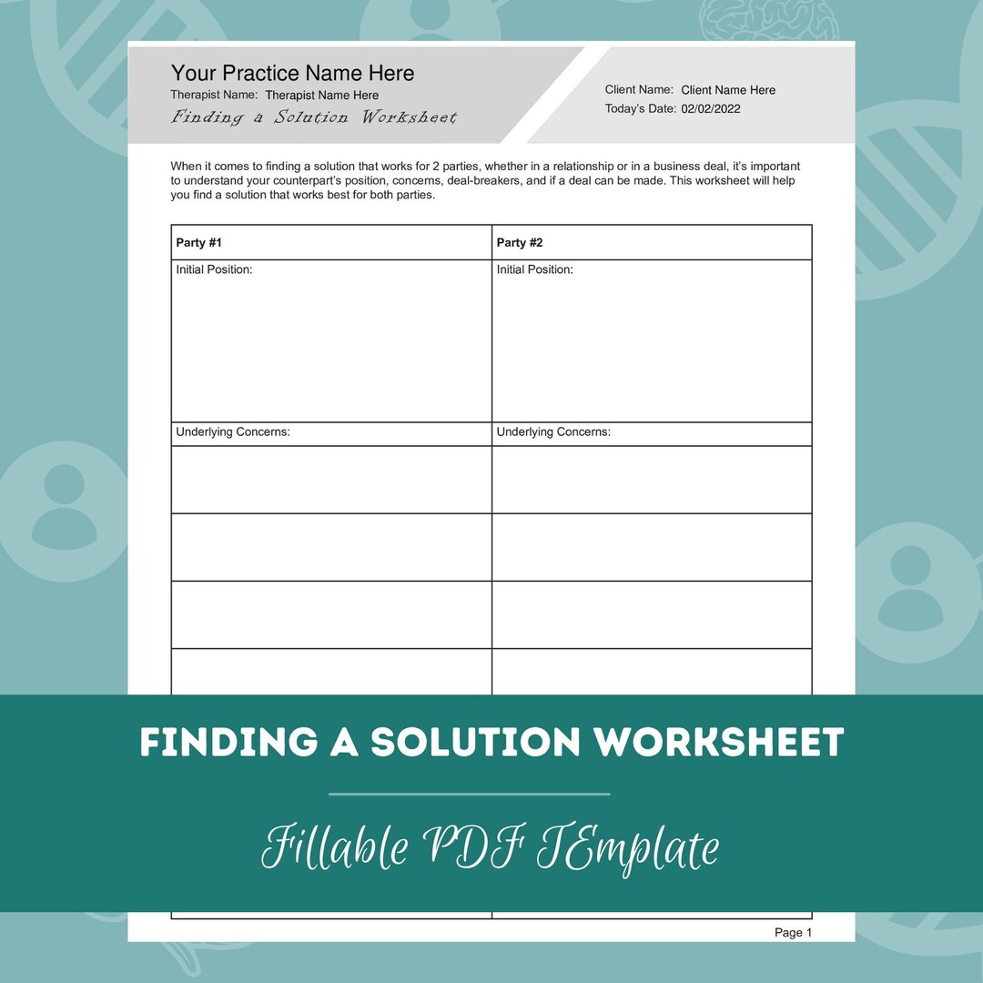 Finding a Solution Worksheet | Editable / Fillable PDF Template | for ...