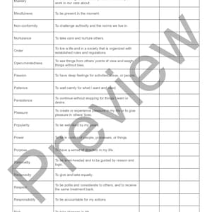ACT Values Worksheet | Editable / Fillable PDF | for Counselors ...