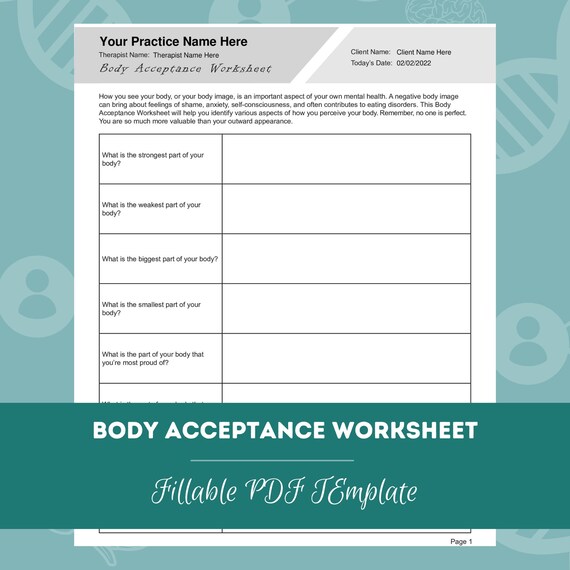 Body Acceptance Worksheet Editable / Fillable PDF Template - Etsy