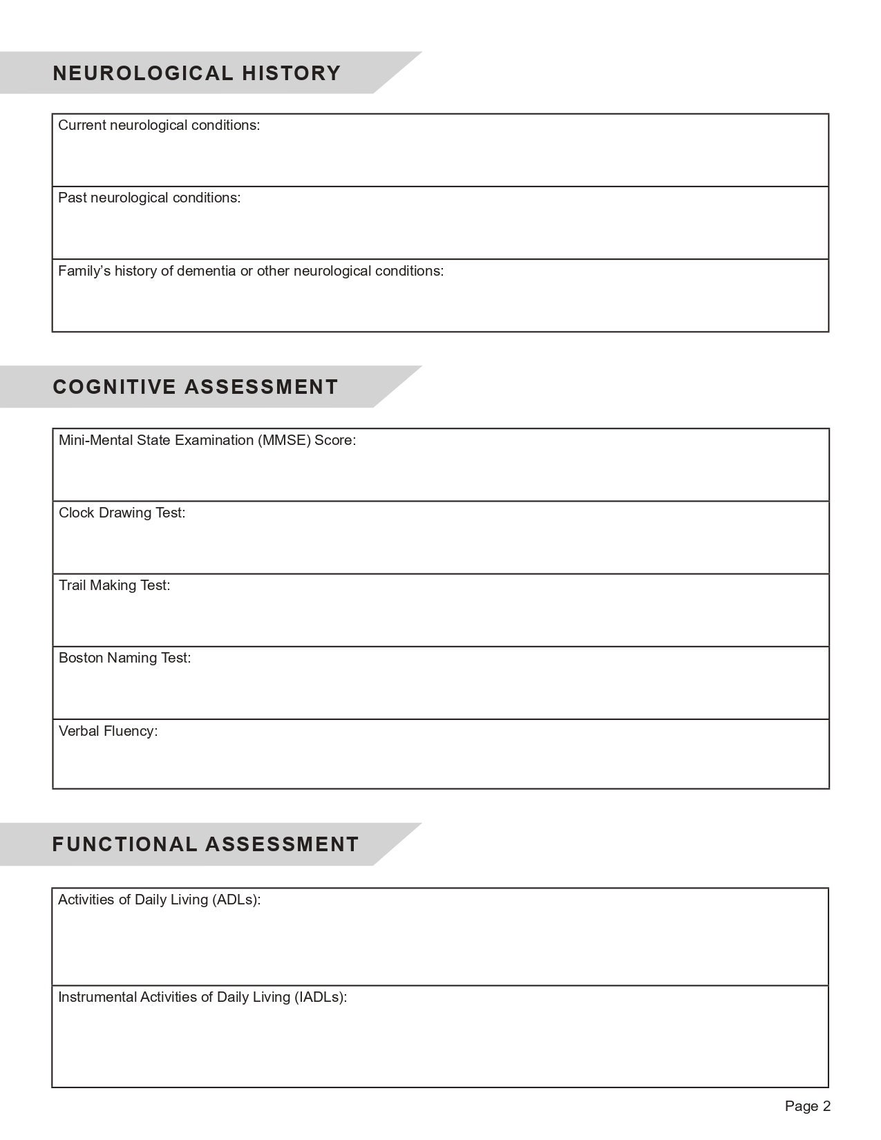Dementia System Disorder Assessment Template Fillable PDF for ...