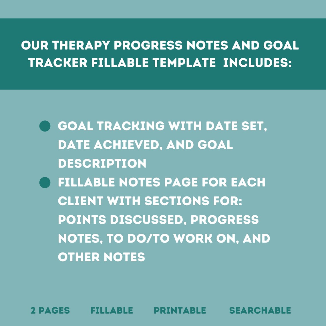 Therapy Progress Notes and Goals Editable Template PDF | Editable ...