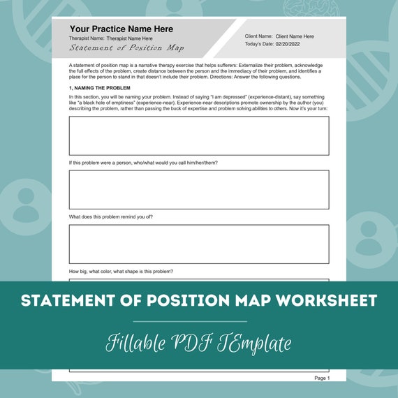 Narrative Therapy Statement of Position Map Worksheet - Etsy