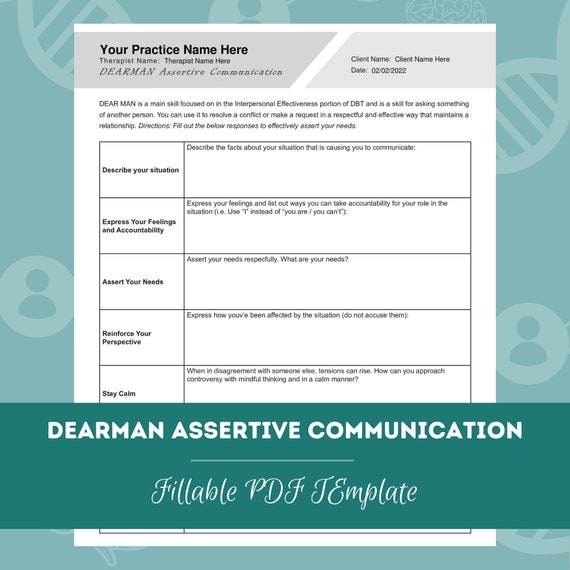 DEARMAN Assertive Communication Worksheet Editable / - Etsy