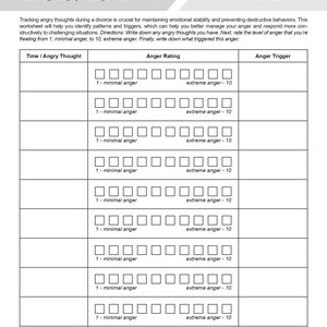 Tracking Angry Thoughts in Divorce Worksheet | Editable / Printable ...