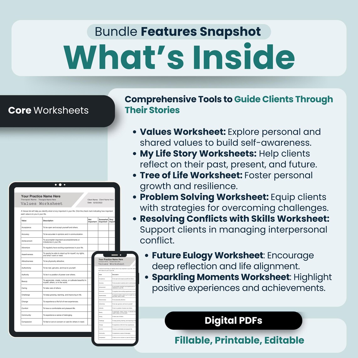 Narrative Therapy Worksheets Bundle, 22 Fillable / Printable PDF ...