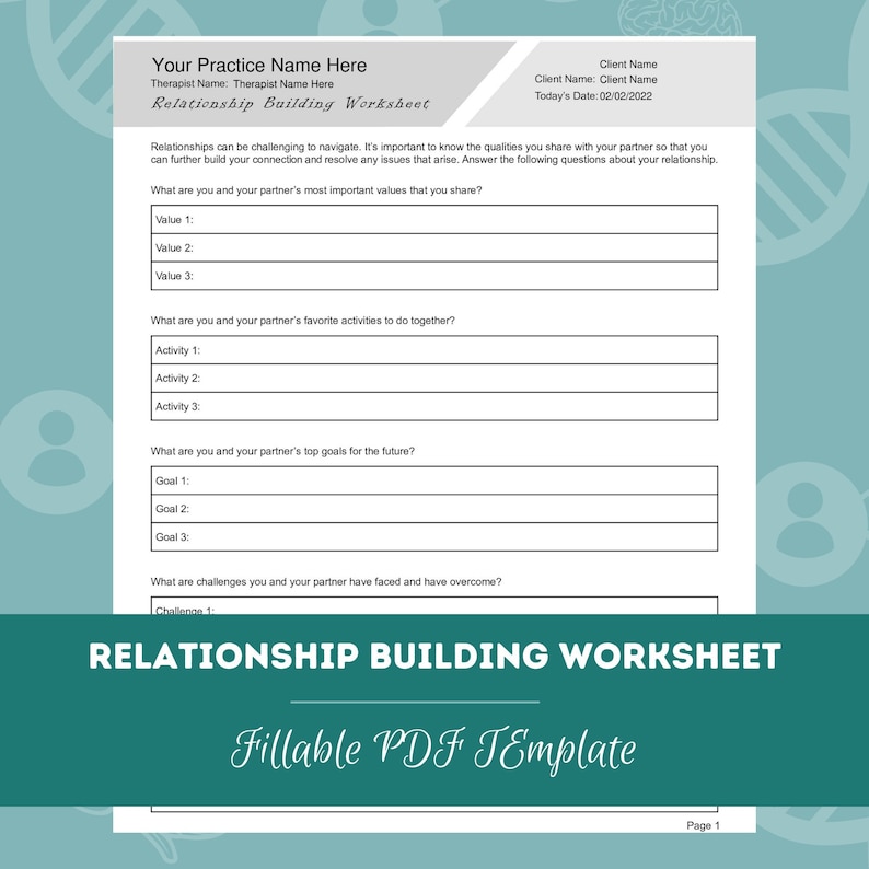 Relationship Building Worksheet | Editable / Fillable PDF Template ...